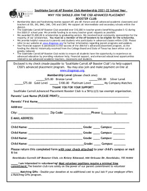 Fillable Online AP Booster Membership Form 2019-2020 Fax Email Print ...