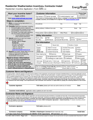 Fillable Online Weatherization, Contractor Installed. Incentive ...