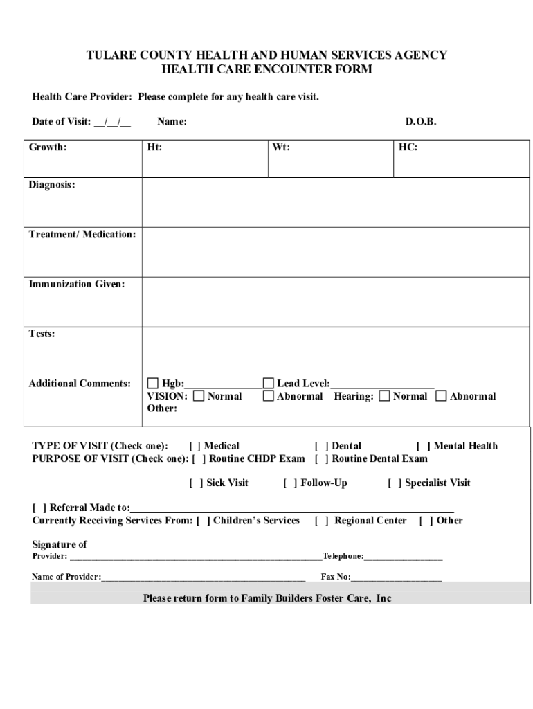 Fillable Online health Encounter form.doc Fax Email Print - pdfFiller