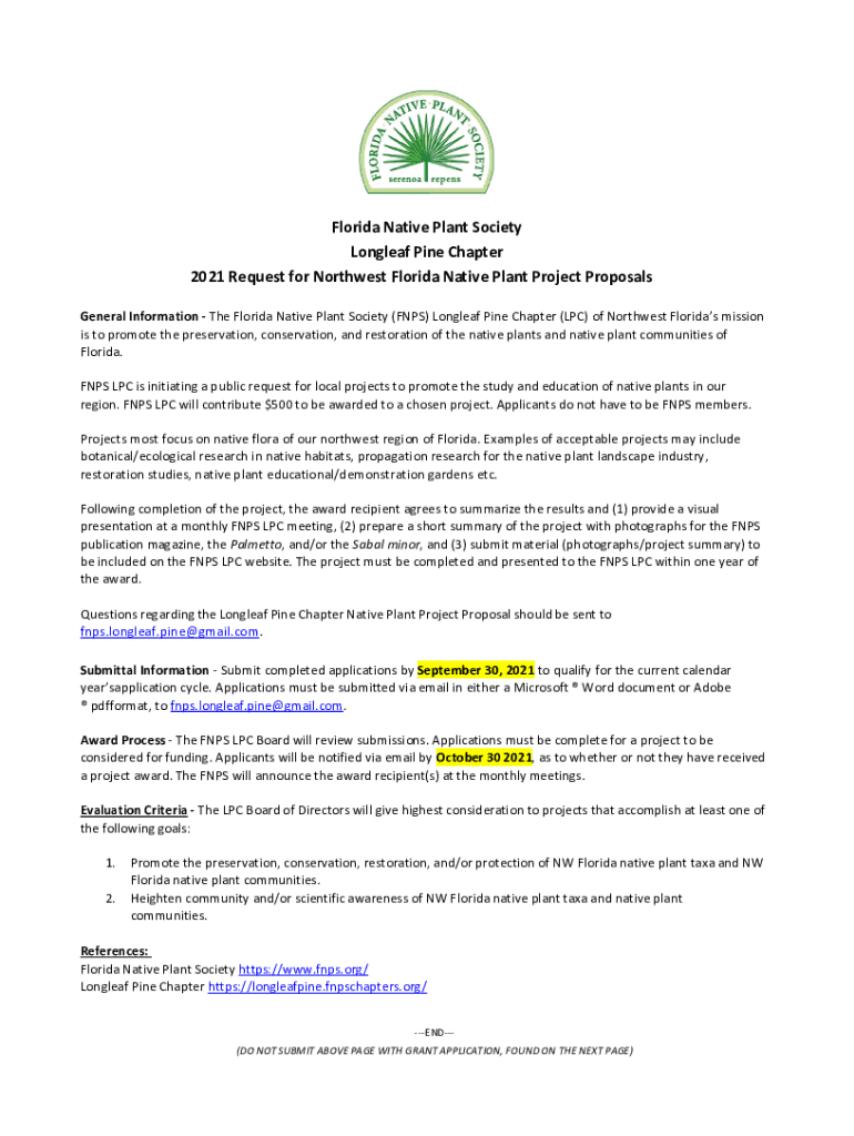 Fillable Online FNPS LPC Local Grant Application Form and Project ...