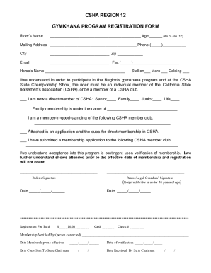 Fillable Online Rider Registration form $10 Fax Email Print - pdfFiller