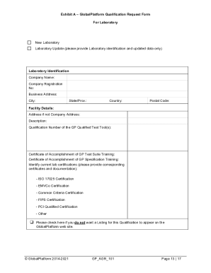 Fillable Online Exhibit AGlobalPlatform Qualification Request Form For ...