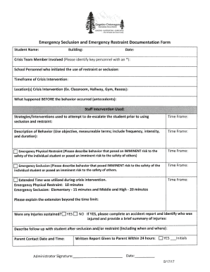 Fillable Online Emergency Seclusion and Emergency Restraing ...