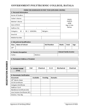 Fillable Online Goa Diploma Admission 2021: Eligibility, Application ...