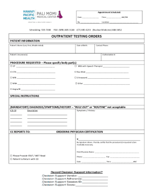 Fillable Online IMAGING OUTPATIENT ORDER FORM - Hawaii Pacific Health ...