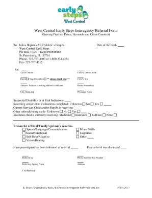 Fillable Online EARLY STEPS REFERRAL CONTACT LIST - Florida Department ...