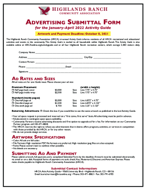 Fillable Online Advertising Submittal Form Fax Email Print - pdfFiller