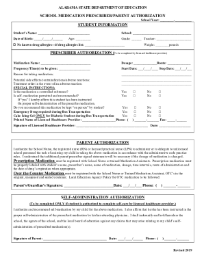 Fillable Online ALABAMA STATE DEPARTMENT OF EDUCATION SCHOOL MEDICATION ... Fax Email Print ...