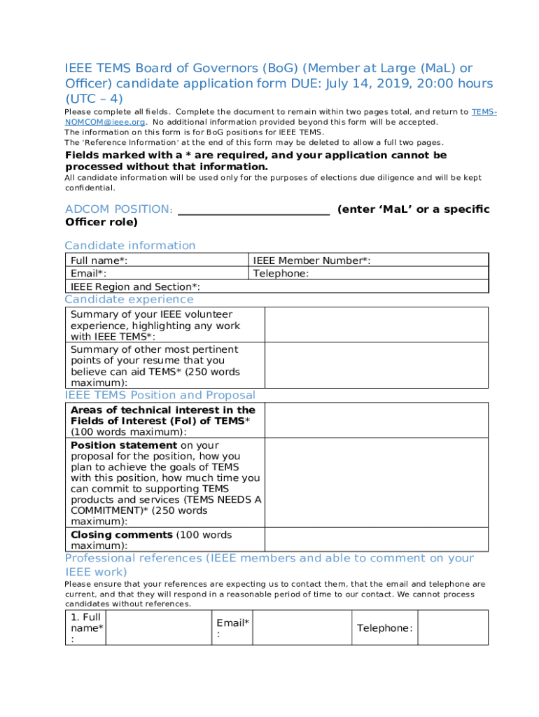 TEMS Candidate Nomination . TEMS Candidate Nomination Doc Template ...
