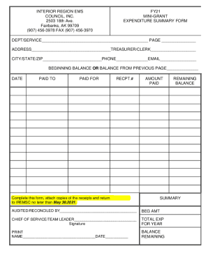 Fillable Online Mini-Grant Expense Form FY18 .doc Fax Email Print ...