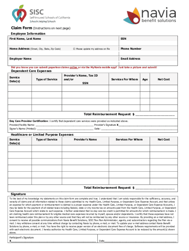 Fillable Online sisc kern Claim Form (2).pdf - Claim Form(Instructions ...