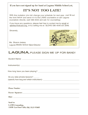 Fillable Online sign-up-for-band-form Fax Email Print - pdfFiller