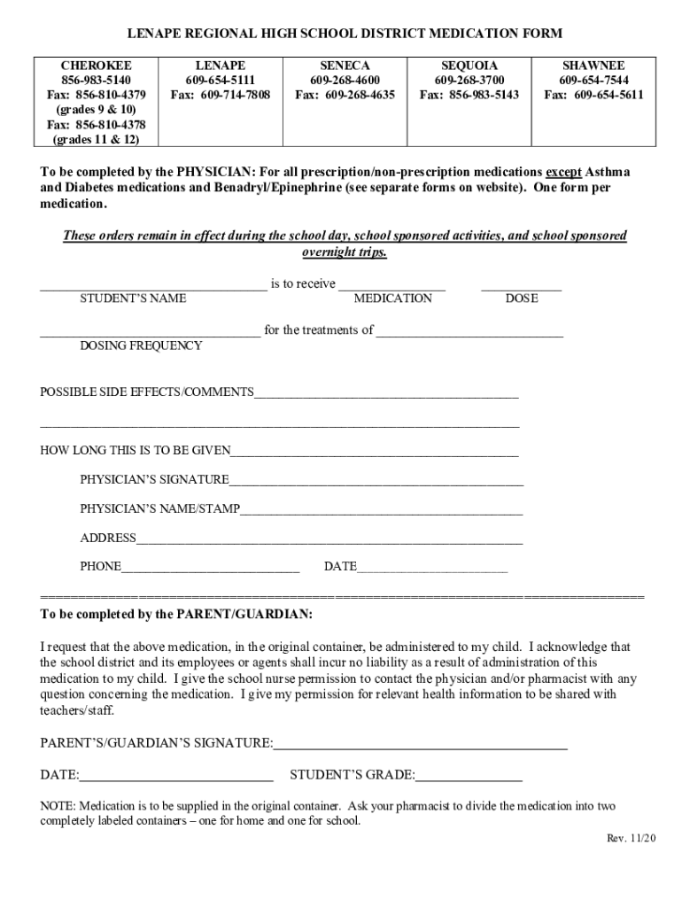 Fillable Online Fillable Online lrhsd LENAPE REGIONAL HIGH SCHOOL ...