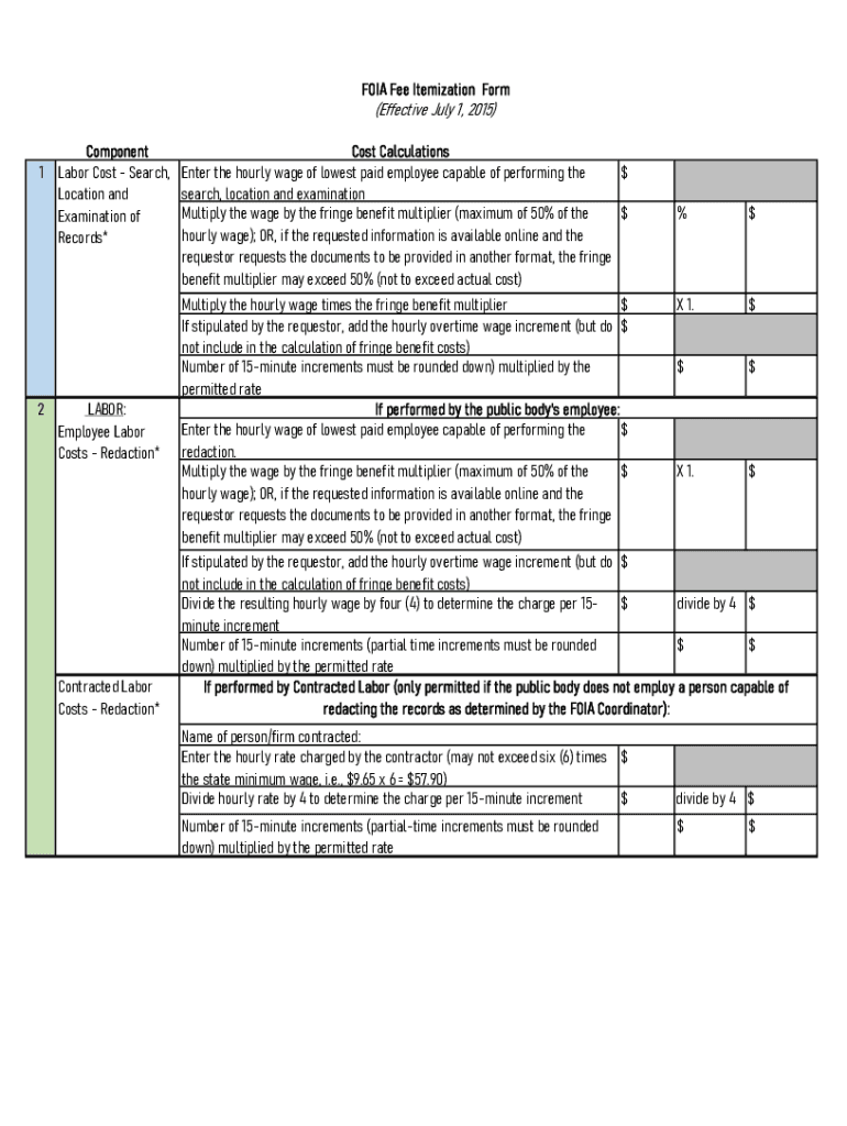 Fillable Online STAR INTERNATIONAL ACADEMY FOIA Fee Itemization Form ...