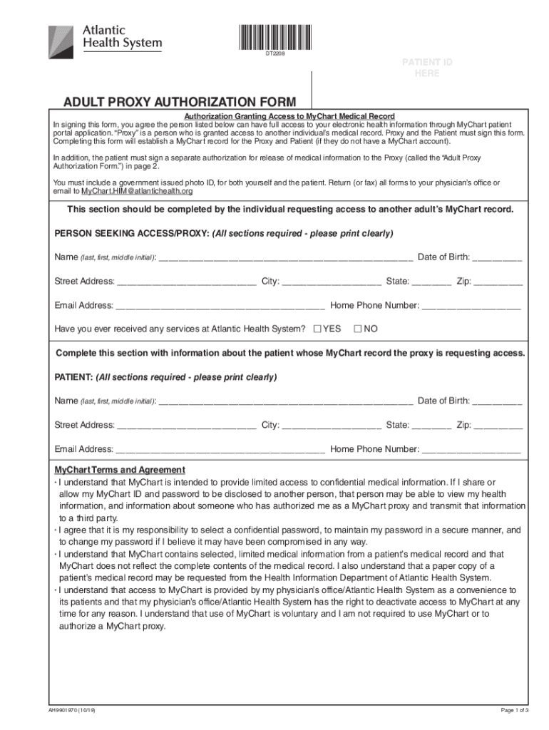 Fillable Online ADOLESCENT MINOR AUTHORIZATION FULL PROXY 12-17 Fax Email Print - pdfFiller