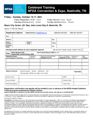 Fillable Online 2021 NFDA International Convention & Expo Registration ...