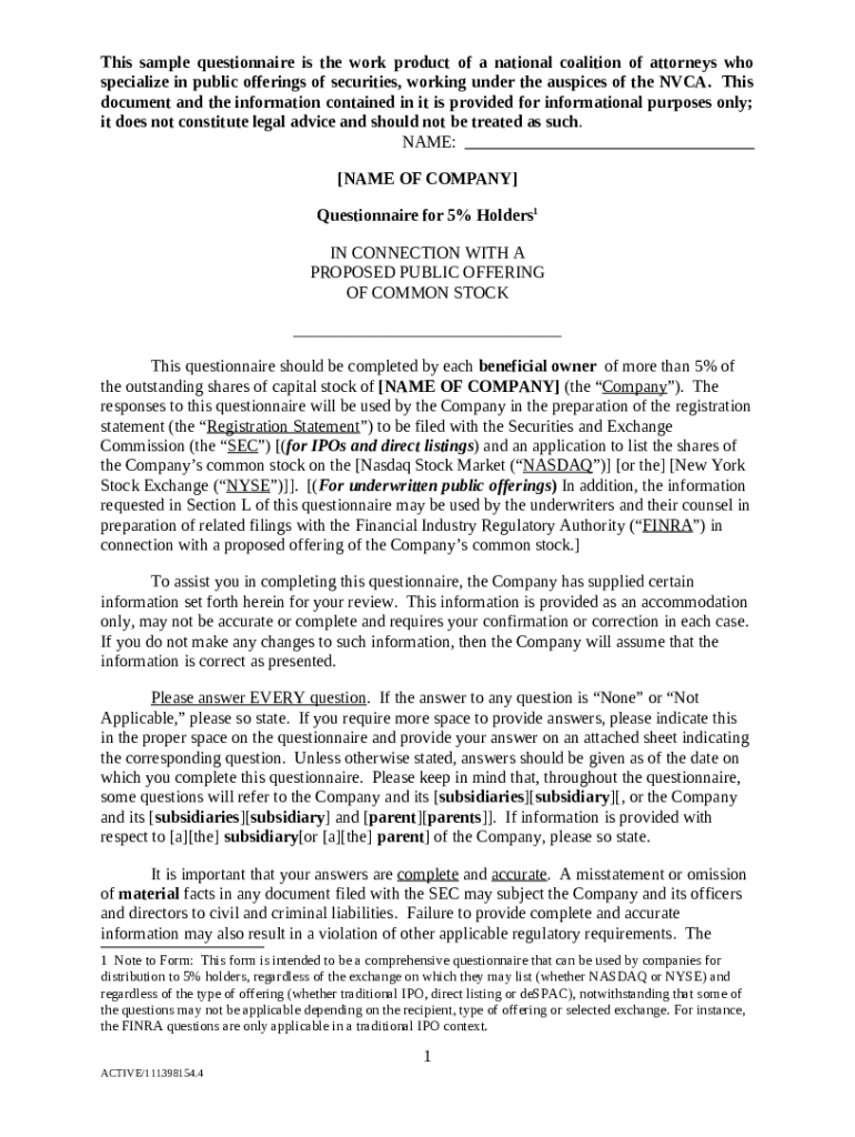 Sample FINRA Questionnaire - Morgan Lewis Doc Template | pdfFiller