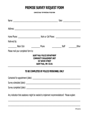 Fillable Online PREMISE SURVEY REQUEST FORM Fax Email Print - pdfFiller