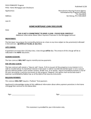 Fillable Online Home Mortgage Loan Disclosure PENNVEST Fax Email Print ...