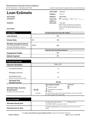 Fillable Online Mortgage Loan Estimate Form Excel Fax Email Print ...