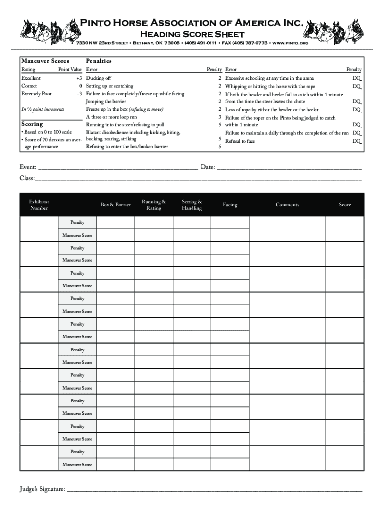 Fillable Online Heading Score Sheet Fax Email Print - pdfFiller