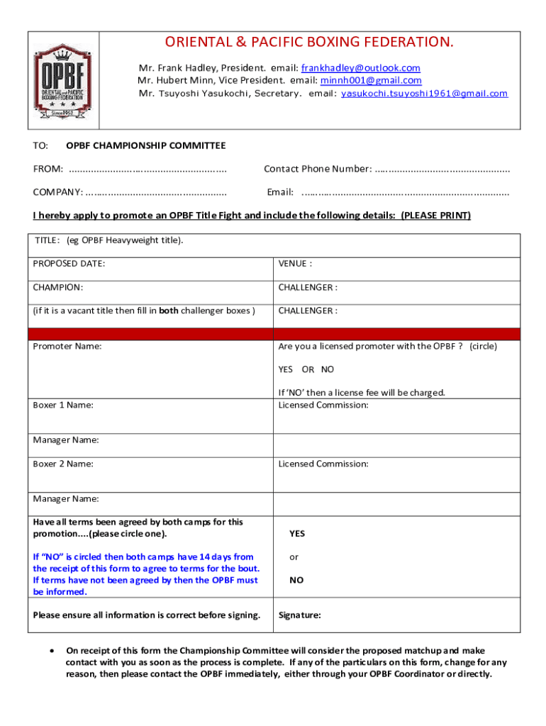Fillable Online OPBF Title Application Form..docx Fax Email Print ...