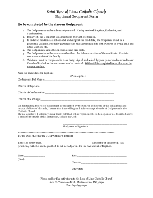 Fillable Online Godparent Sponsor Attestation Form Fax Email Print ...