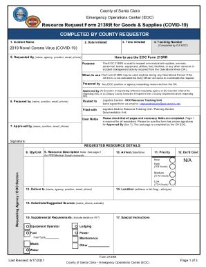 Fillable Online Sample 213 RR Form - The County Of Santa Clara - Fill ...