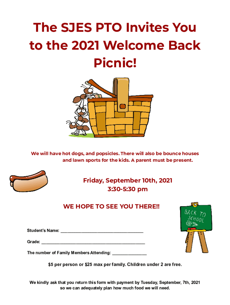 Fillable Online Welcome Back Picnic Form Fax Email Print - pdfFiller