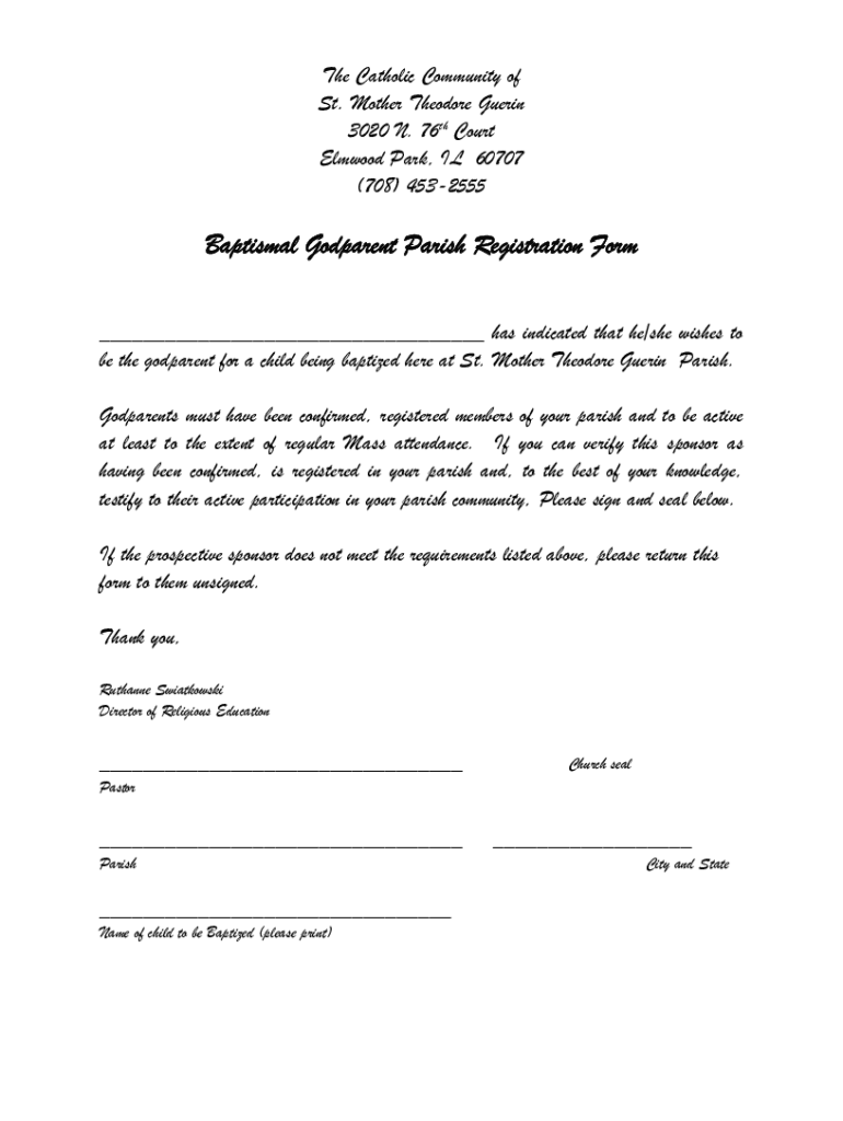 Fillable Online Godparent form.doc(1) (1) (1) Fax Email Print - pdfFiller