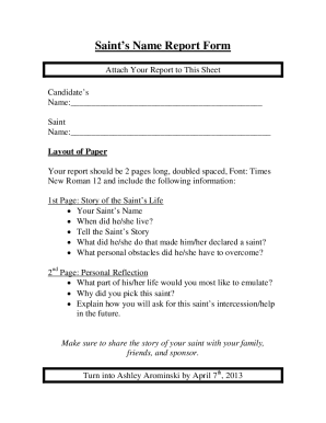 Fillable Online Saints Name Report Form Fax Email Print - pdfFiller