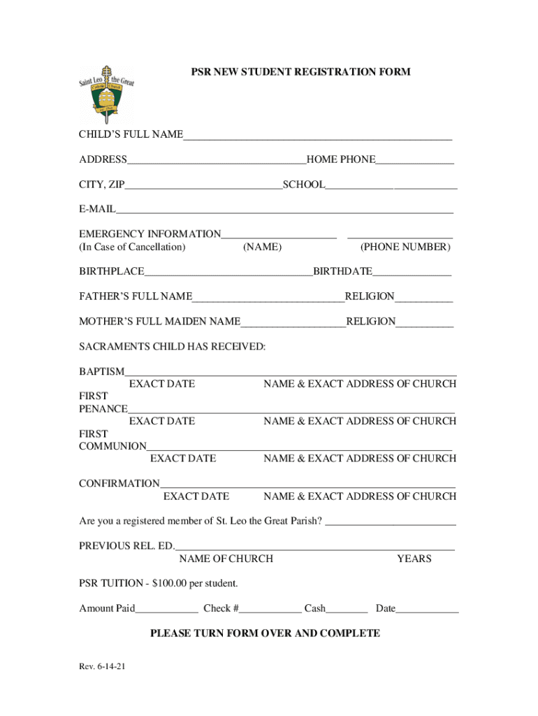 Fillable Online PSR NEW REGISTRATION FORM Fax Email Print - pdfFiller