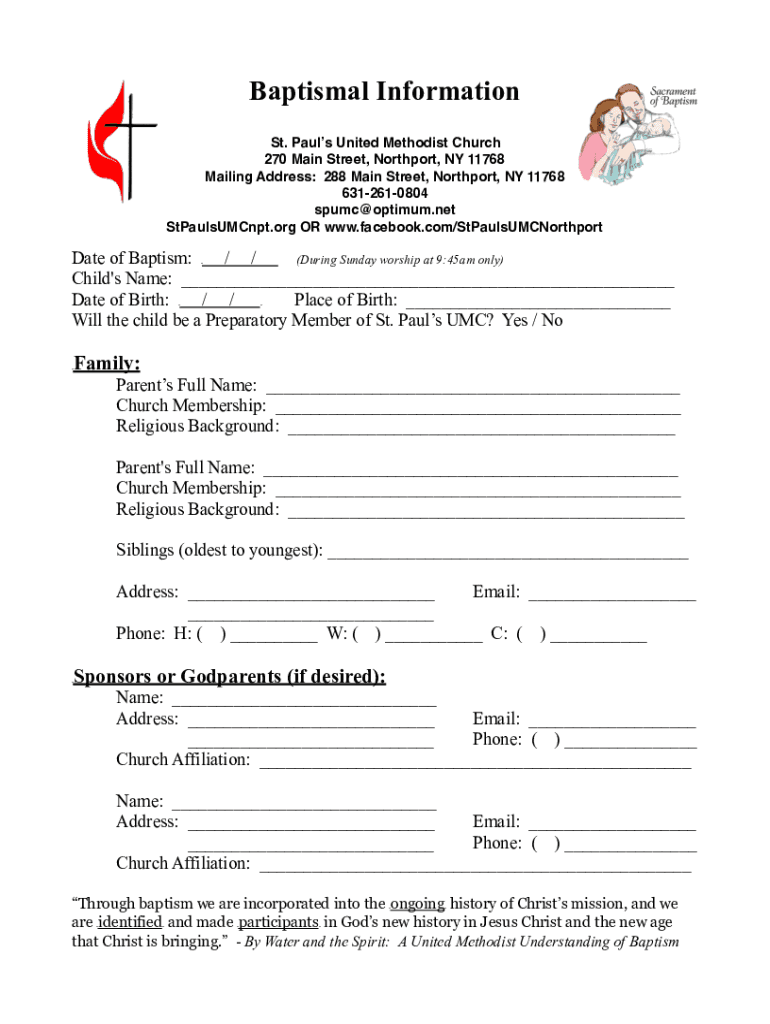 Fillable Online Baptismal Information Form-p Fax Email Print - pdfFiller