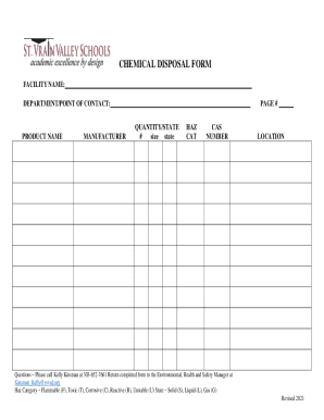 Fillable Online Chemical Disposal Form 2014 Fax Email Print - pdfFiller