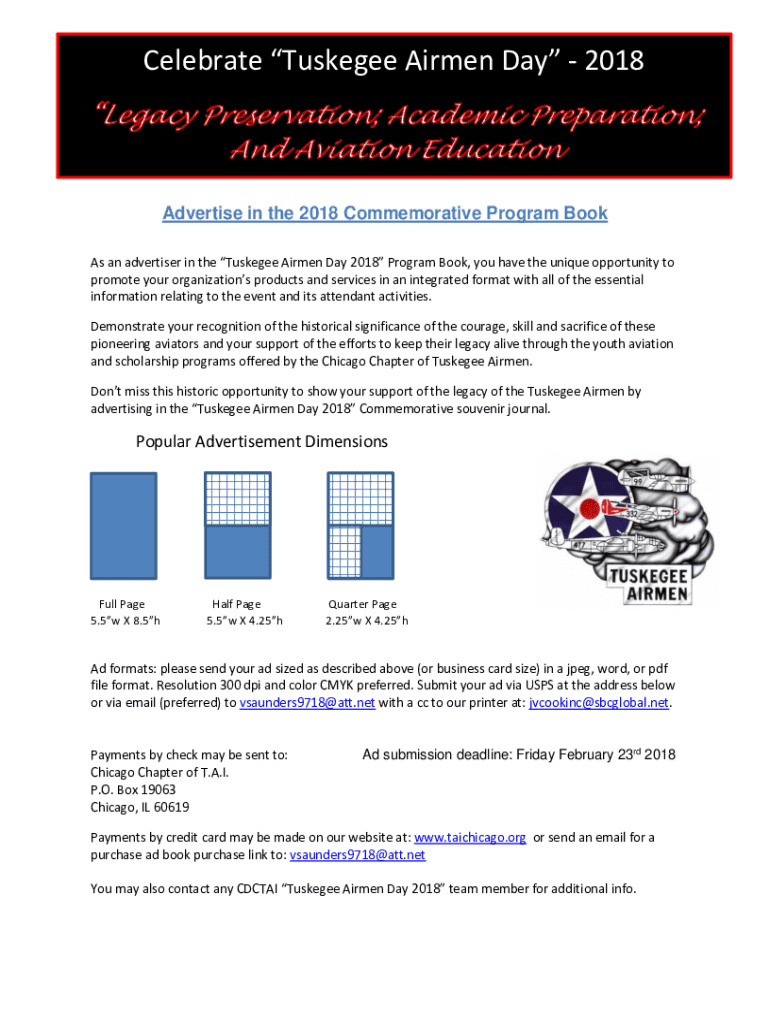 Fillable Online Advertise in the 2018 Commemorative Program Book Fax ...