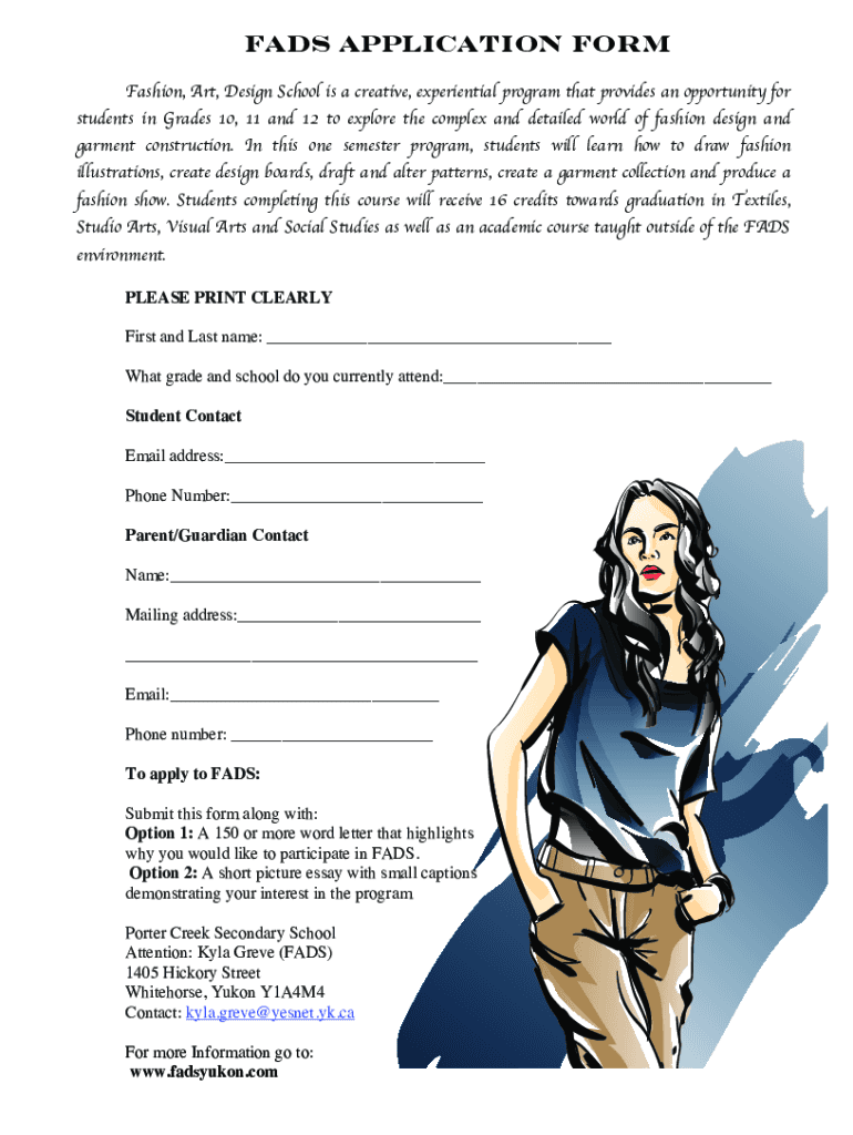 Fillable Online FADS APPLICATION FORM - FADS Yukon Fax Email Print ...