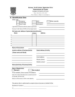 Fillable Online Business Registration form.xls Fax Email Print - pdfFiller