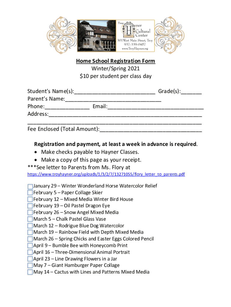 Fillable Online WS 2021 Homeschool Registration Form.docx Fax Email ...