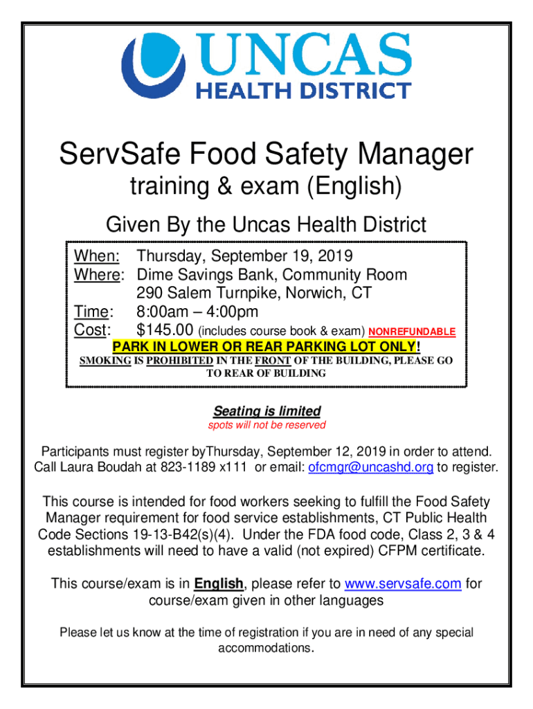 Fillable Online ServSafe - Free Food Safety and Career Development ...