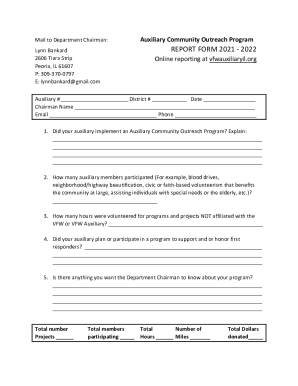 Fillable Online Vfw Auxiliary Year End Report Forms Daily Catalog Fax ...