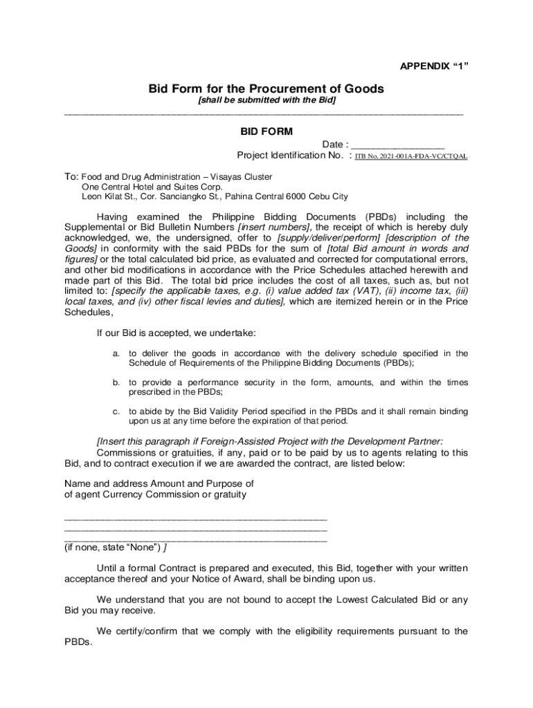 Fillable Online Bid Securing Declaration Form - fda.gov.ph Fax Email ...