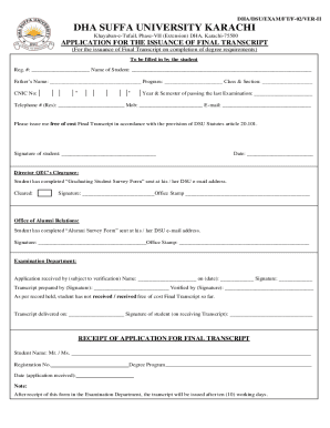 Fillable Online -01/V01 DHA/DSU/Reg/NBS/Form DHA SUFFA UNIVERSITY Fax ...