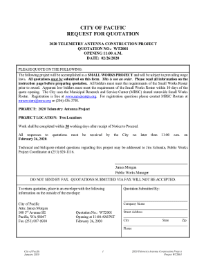 Fillable Online CITY OF PACIFIC REQUEST FOR QUOTATION Fax Email Print - pdfFiller
