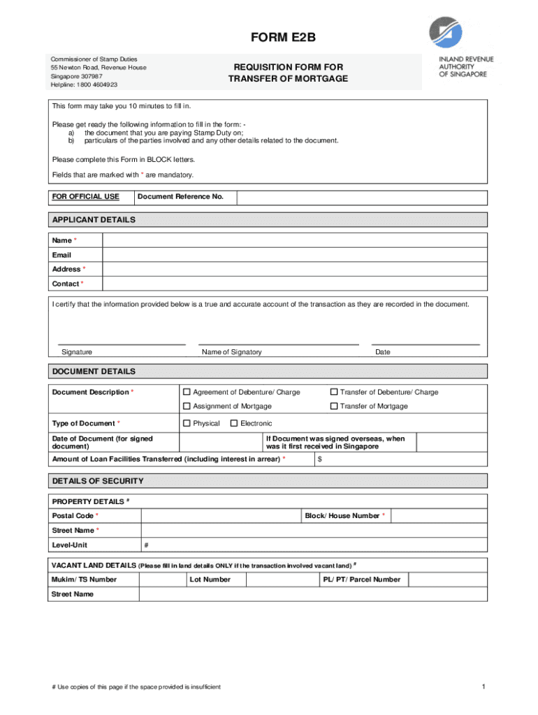 Fillable Online FORM E2B - Inland Revenue Authority of Singapore Fax ...