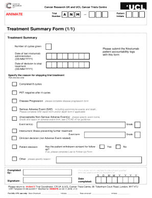 Fillable Online 4 - ANIMATE Treatment Summary Form v1.0 22.11.2018.pub ...