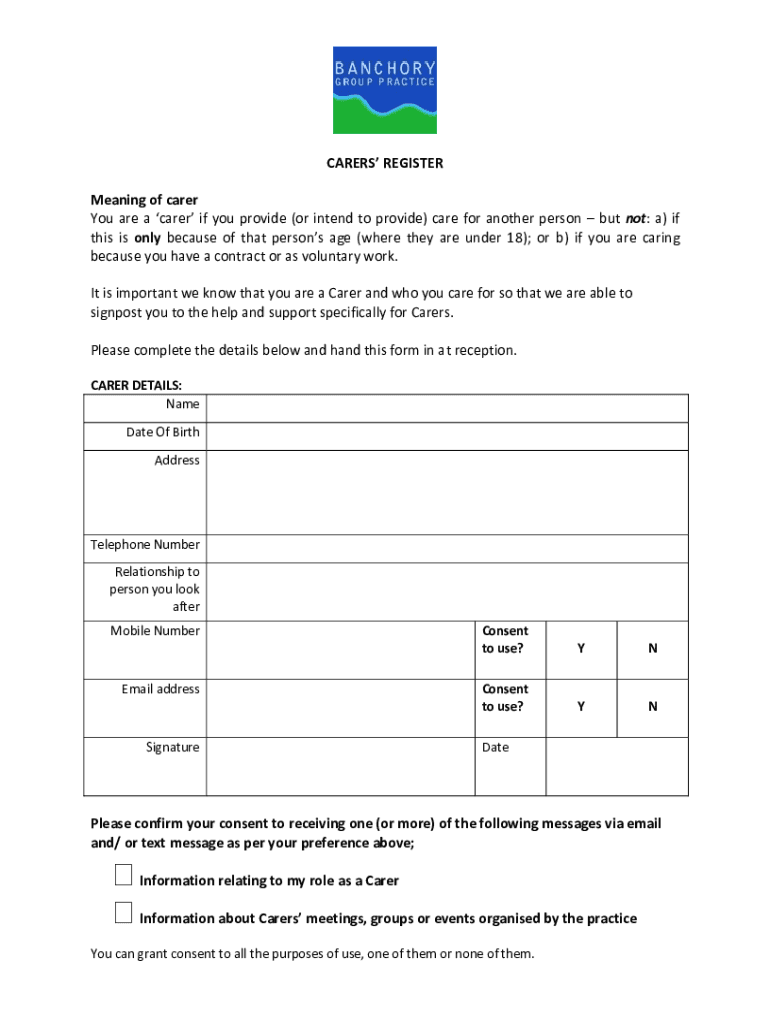 Fillable Online Carers Register Fact Sheet 4 Fax Email Print - pdfFiller