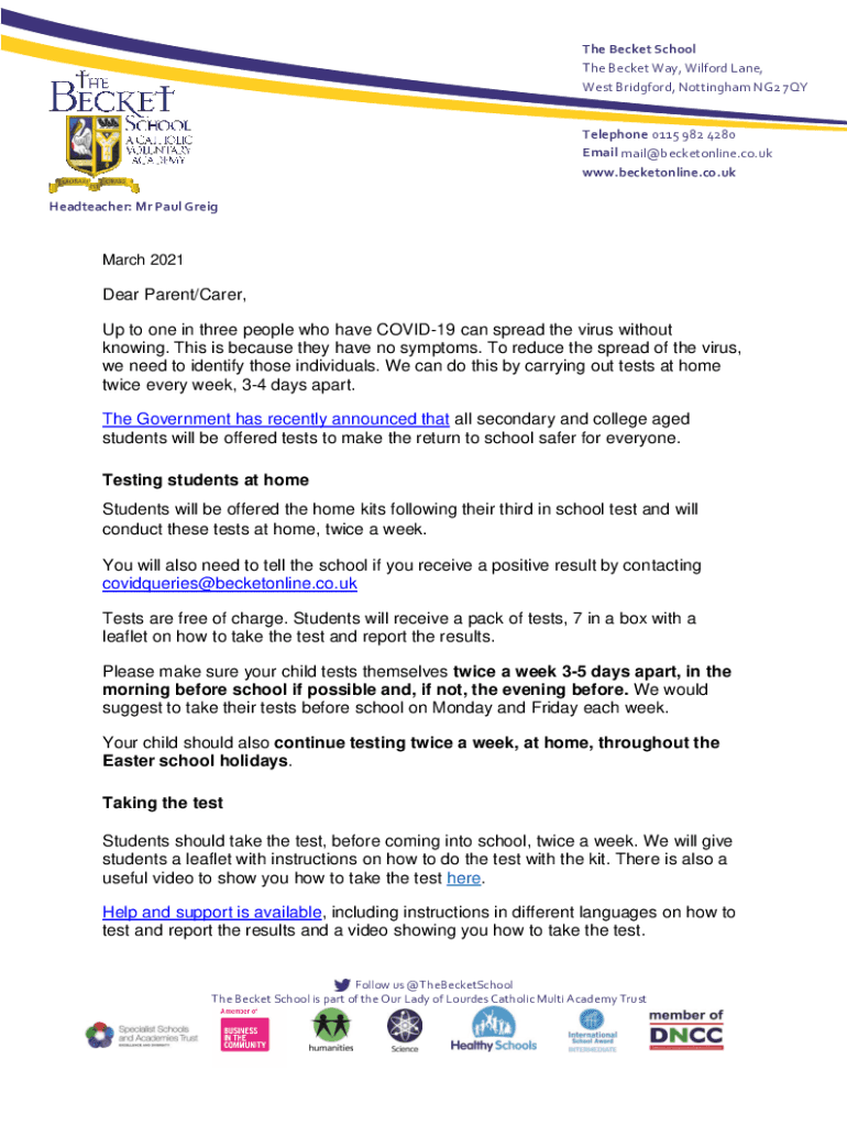 Fillable Online Becket School and Sixth Form Nottingham Fax Email Print - pdfFiller