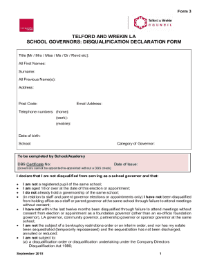 Fillable Online Form 1 TO: NOTICE OF PARENT GOVERNOR ELECTION AND ...