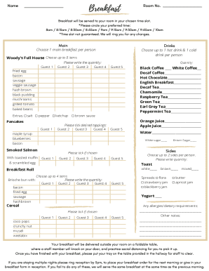 Fillable Online Hotel Breakfast FORM Fax Email Print - pdfFiller