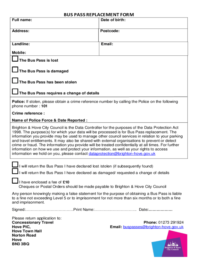 Fillable Online Special Circumstance Adult Student Bus Pass Guidelines ...